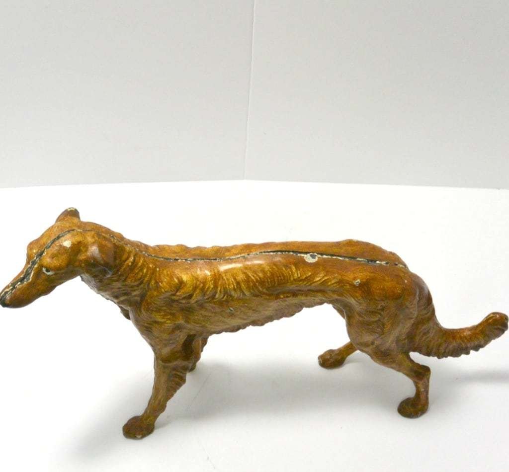 Antique Cast Iron Large Borzoi Dog c.1920's - A Dogs Tale Collectibles