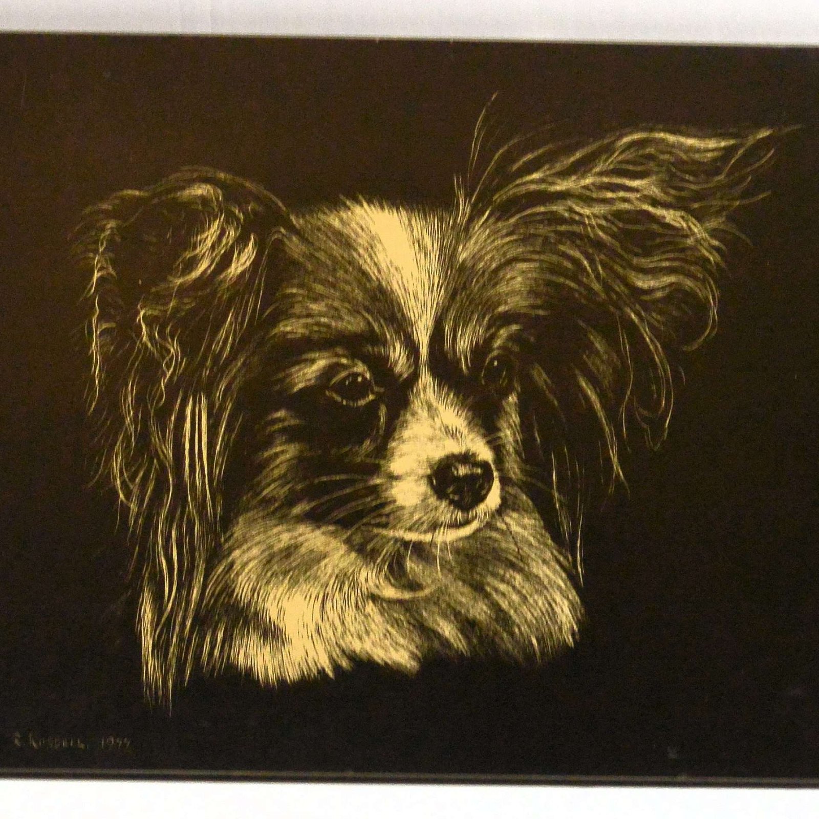 Vintage Papillon Dog Etching Artist Signed c.1977 - A Dogs Tale ...