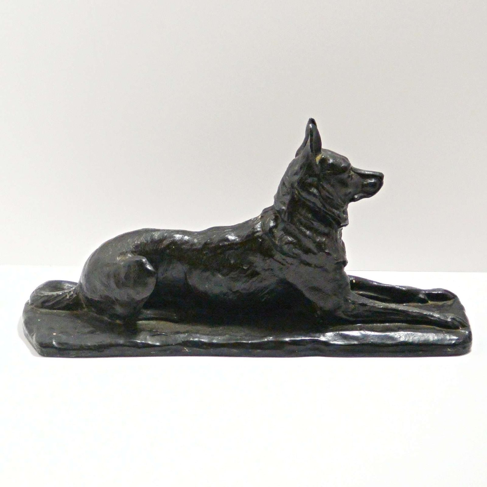 Vintage Cast Iron Reclining German Shepherd Dog - A Dogs Tale Collectibles